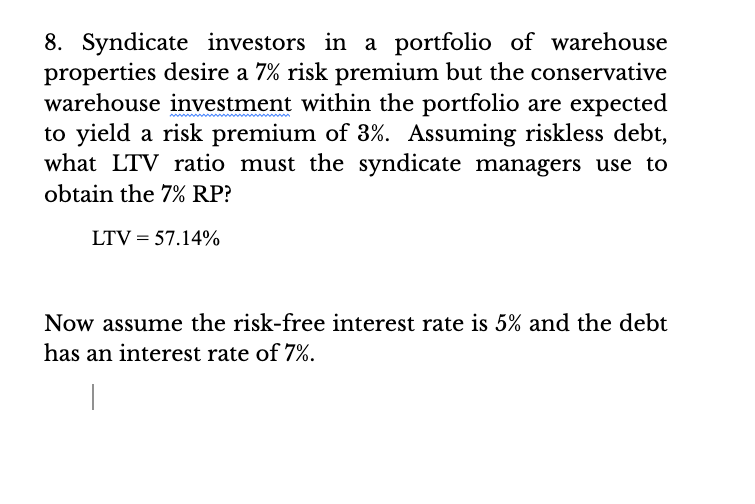 8. Syndicate investors in a portfolio of warehouse | Chegg.com