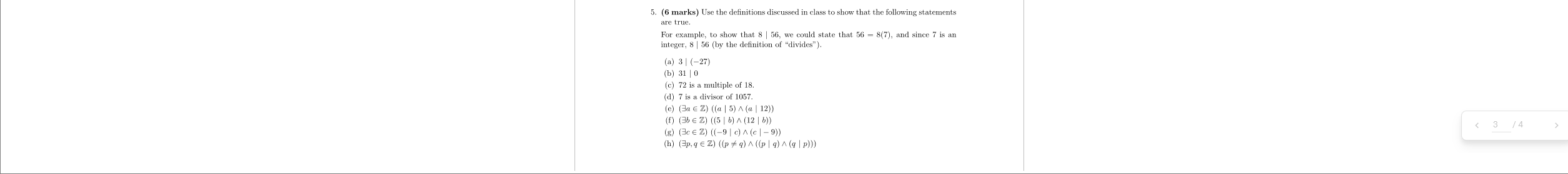 Solved 5. (6 marks) Use the definitions discussed in class | Chegg.com
