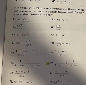 Solved in Exercises 61 to 76 , use trigonometric identities | Chegg.com