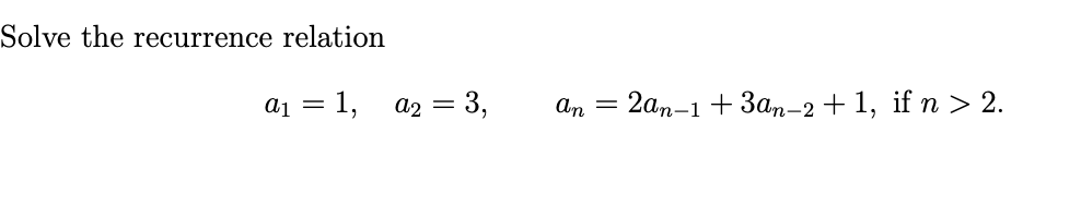 Solve the recurrence relation | Chegg.com