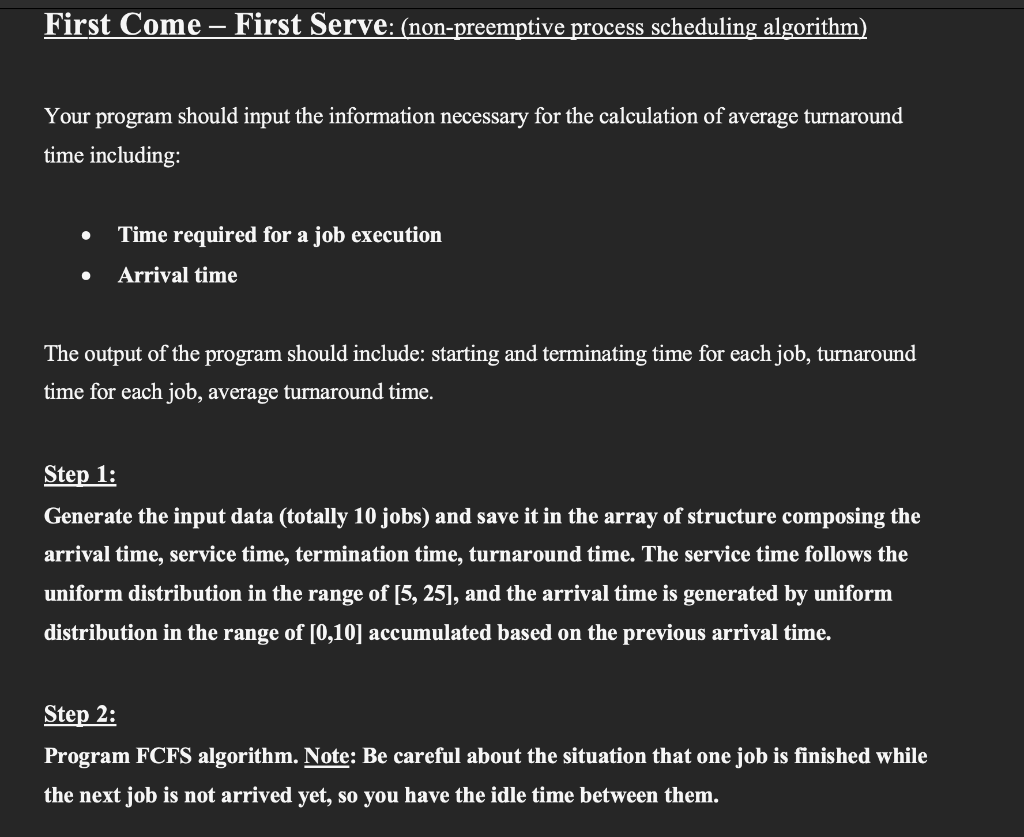 Solved First Come – First Serve: (non-preemptive process | Chegg.com