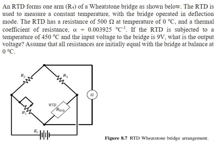 Solved An RTD forms one arm (R4) of a Wheatstone bridge as | Chegg.com