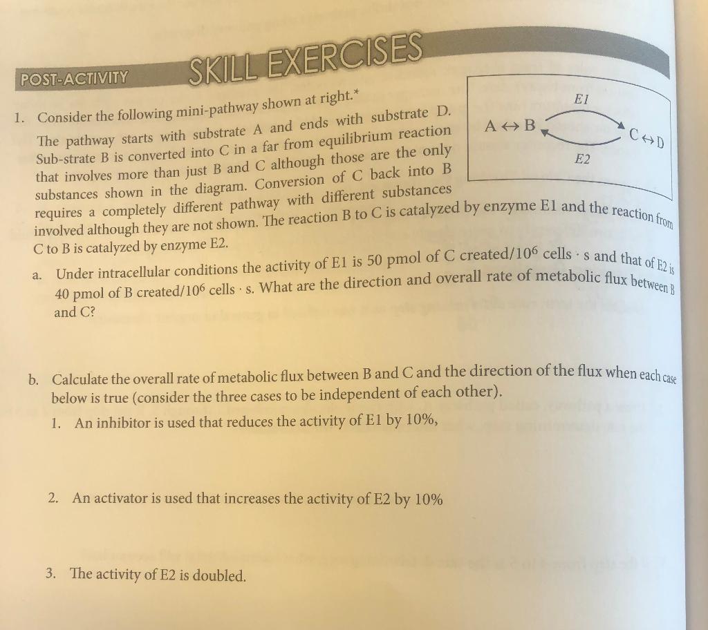 Solved POST-ACTIVITY 1. Consider the following mini-pathway | Chegg.com