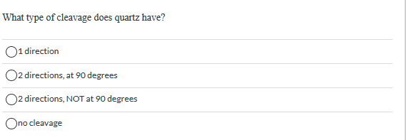 Solved What type of cleavage does biotite have? O1 direction | Chegg.com