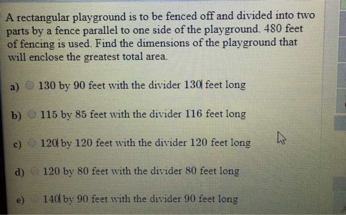 Solved A rectangular playground is to be fenced off and | Chegg.com