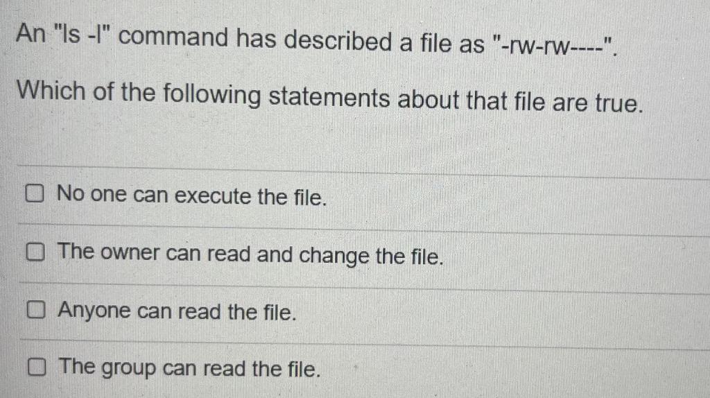 Solved An Is 1 Command Has Described A File As 
