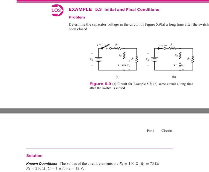 Solved LO3 EXAMPLE 5.3 Initial and Final Conditions Problem | Chegg.com