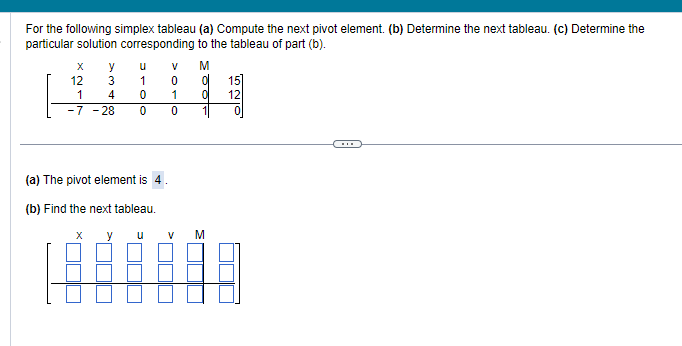 Solved For the following simplex tableau (a) Compute the | Chegg.com