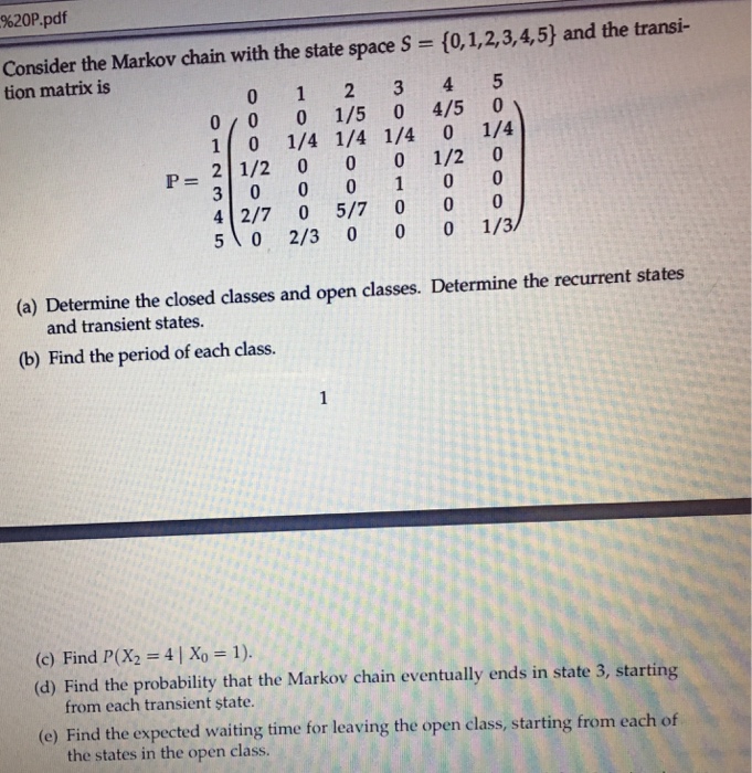 Solved Consider the Markov chain with the state space S = | Chegg.com