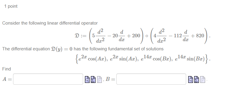 Solved 1 point d2 d 112 + 820 dc dx2 Consider the following | Chegg.com