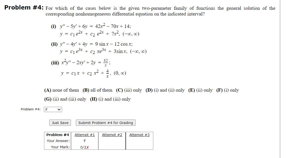 Solved Problem #4: For which of the cases below is the given | Chegg.com