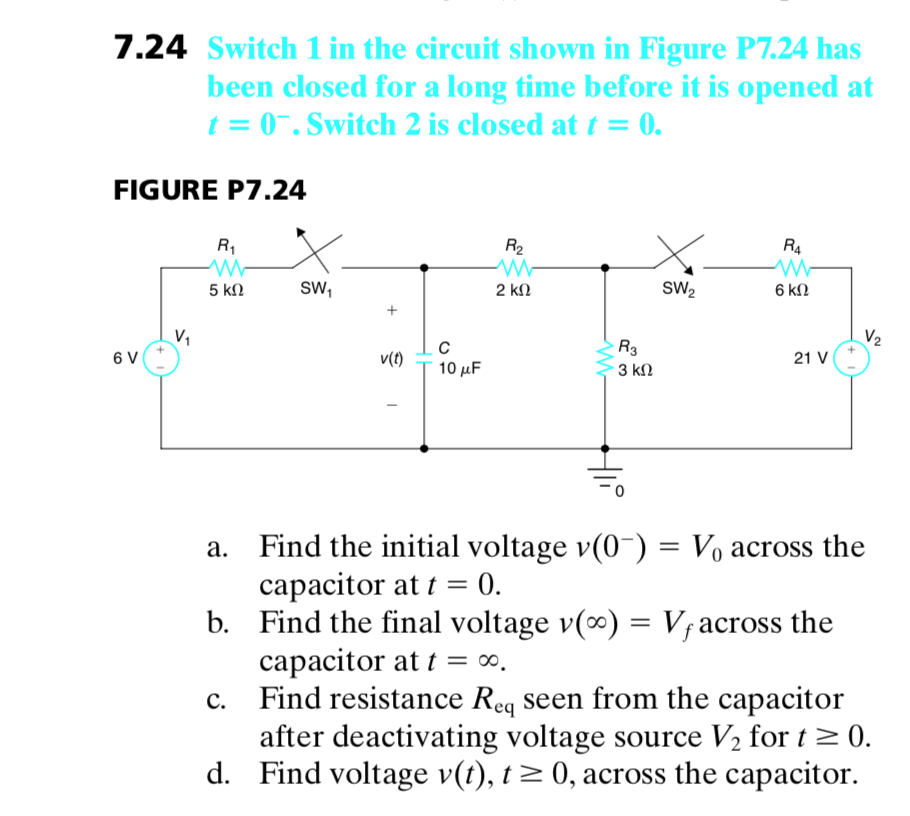 Solved 7.24 Switch 1 in the circuit shown in Figure P7.24 | Chegg.com