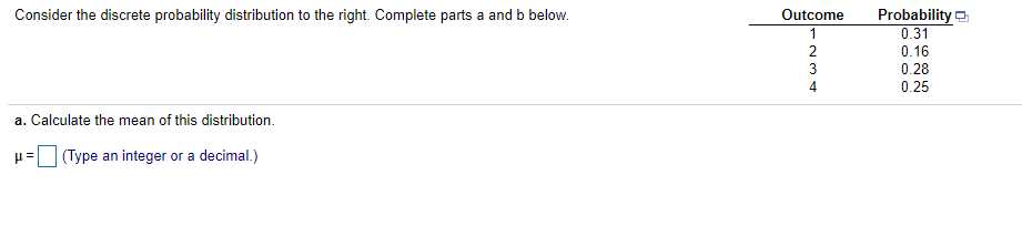 Solved Consider the discrete probability distribution to the | Chegg.com