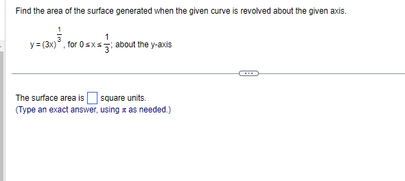 Solved Find the area of the surface generated when the given | Chegg.com