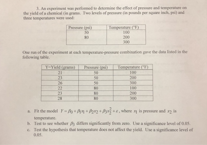 Solved 3. An experiment was performed to determine the | Chegg.com