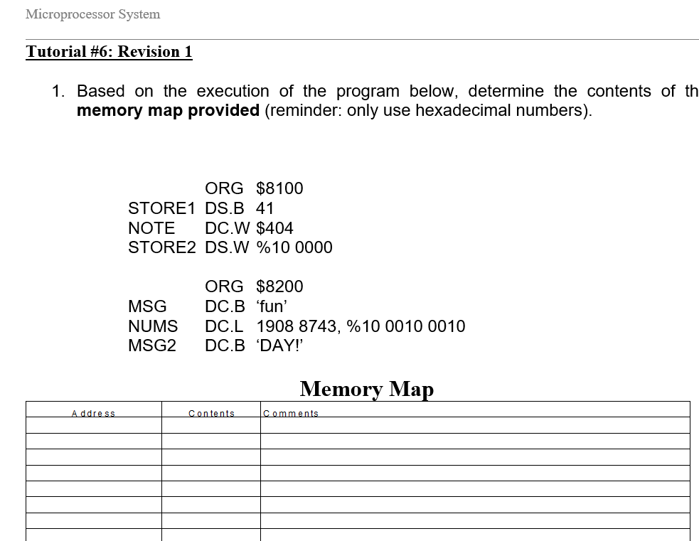 Solved Microprocessor System Tutorial #6: Revision 1 1. | Chegg.com