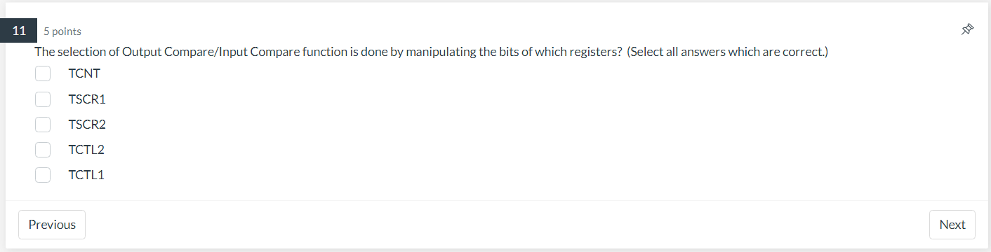 Solved 5 Points The Selection Of Output Compare Input