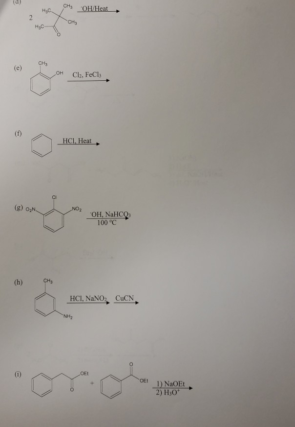 Solved dl)y CH3 С12, FeCl3 он HCL. Heat Cl (g) o2N NO2 OH, | Chegg.com