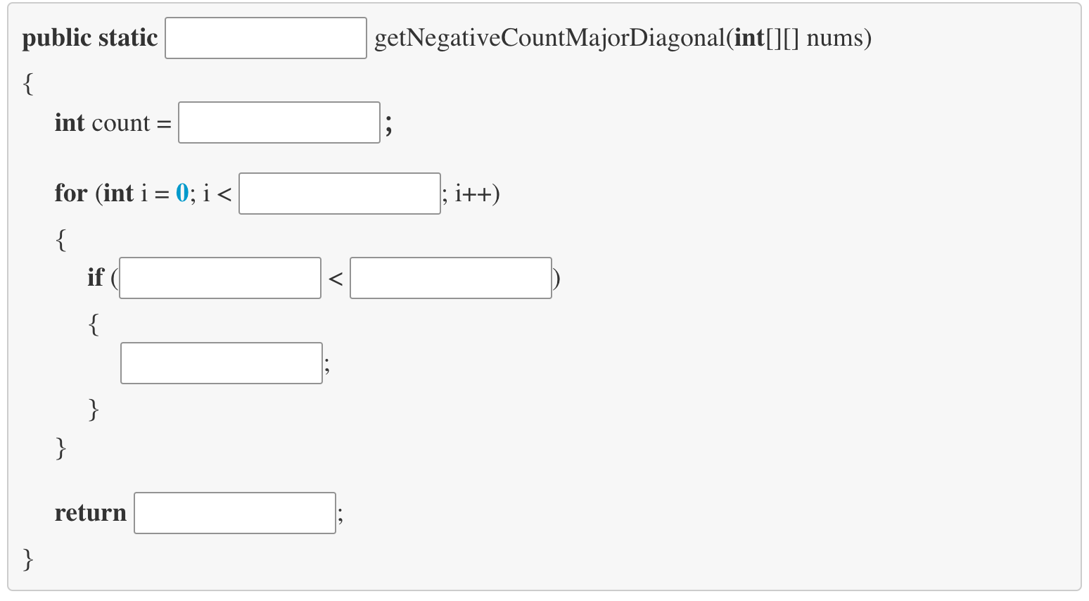 Solved Complete the following method that takes a square | Chegg.com
