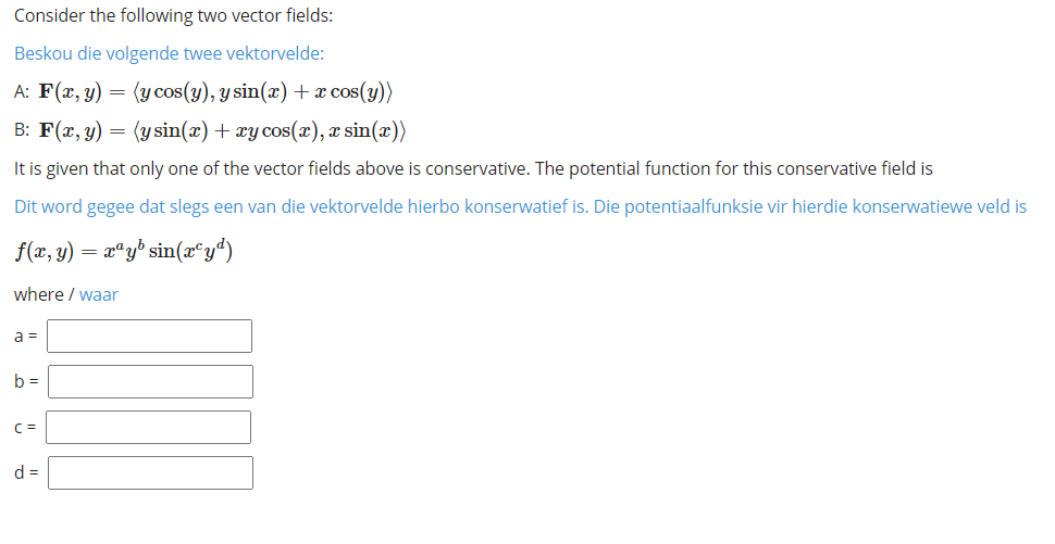 Solved = Consider the following two vector fields: Beskou | Chegg.com