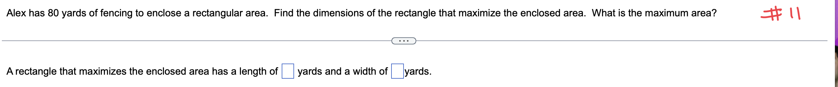 Solved Alex has 80 ﻿yards of fencing to enclose a | Chegg.com