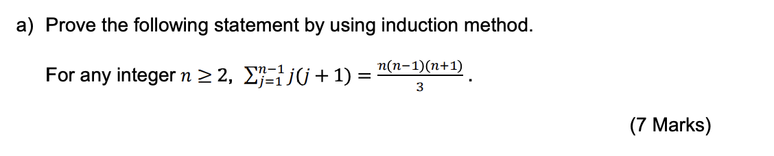 Solved a) Prove the following statement by using induction | Chegg.com