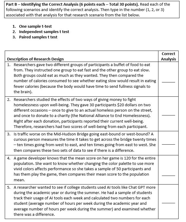 Solved Part B - Identifying the Correct Analysis (6 points | Chegg.com Solved Part B - Identifying the Correct Analysis (6 points | Chegg.com