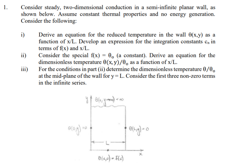 Solved 1. Consider steady, two-dimensional conduction in a | Chegg.com