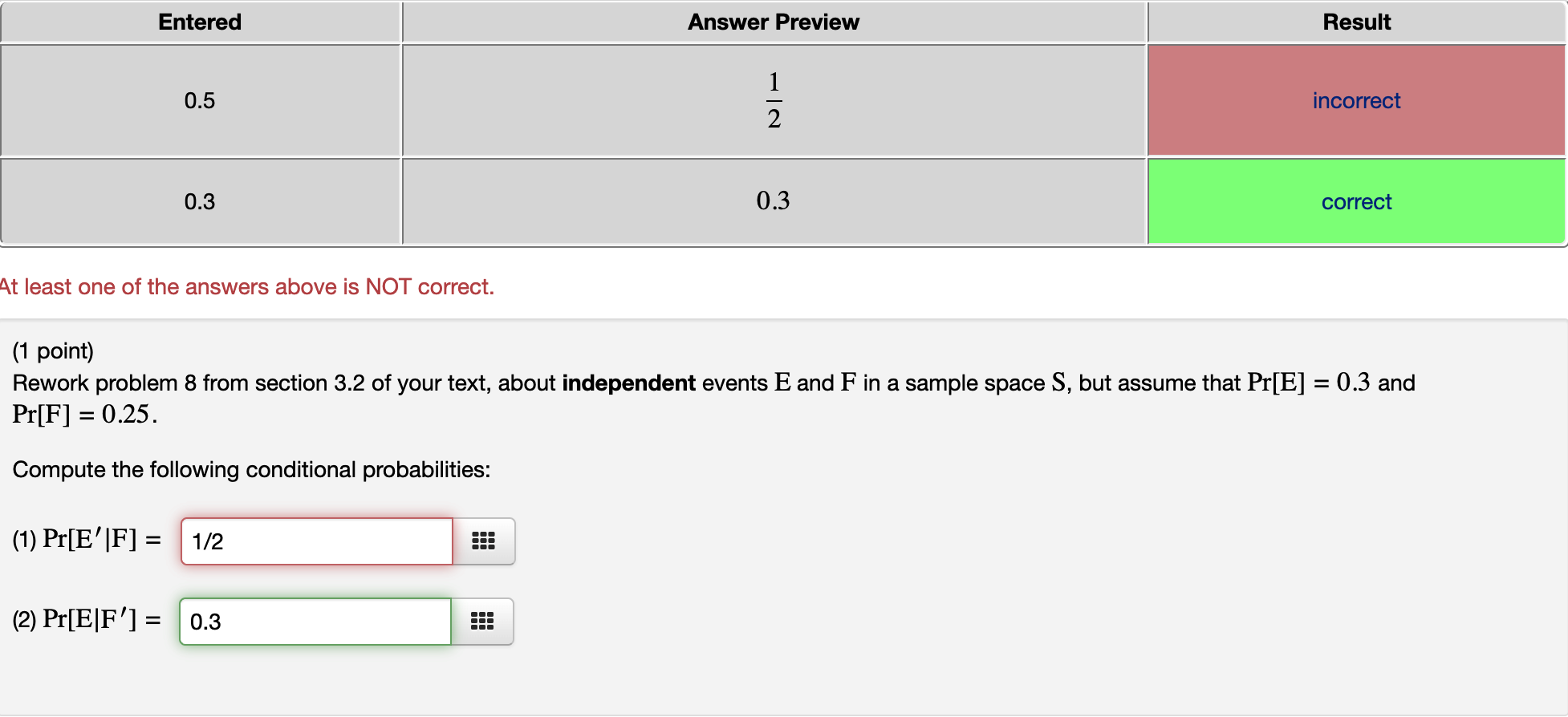 Solved (1 point) Rework problem 9 from section 3.2 of your | Chegg.com