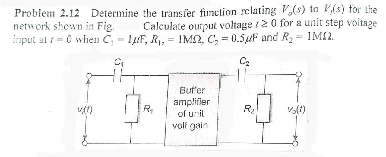 Solved a Problem 2.12 Determine the transfer function | Chegg.com
