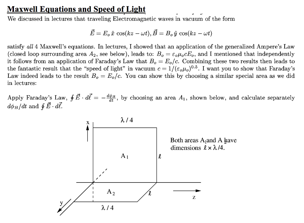 Solved Maxwell Equations and Speed of Light We discussed in | Chegg.com