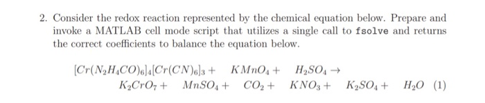 Solved 2 Consider The Redox Reaction Represented By The