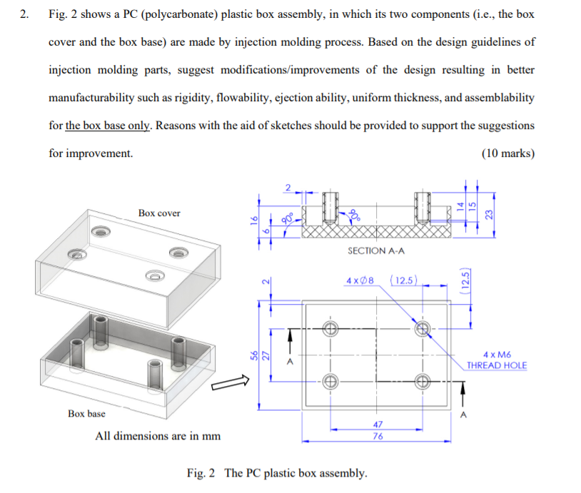 Solved 2. Fig. 2 shows a PC (polycarbonate) plastic box | Chegg.com