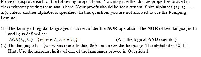 Solved Prove or disprove each of the following propositions. | Chegg.com