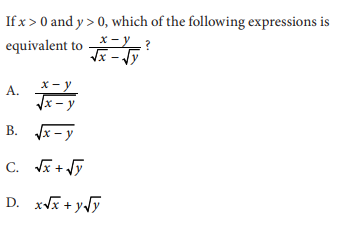 Solved If x > 0 and y > 0, which of the following | Chegg.com