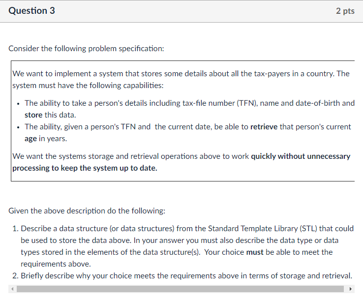Solved Question 3 2 pts Consider the following problem | Chegg.com