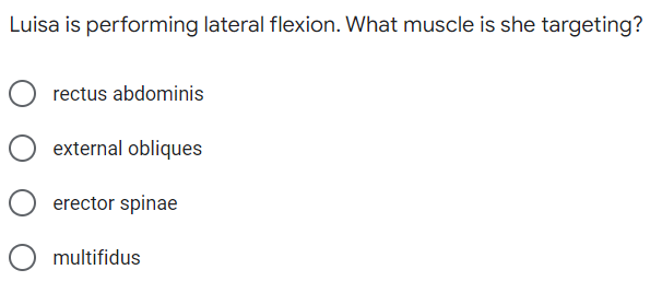 Solved Luisa is performing lateral flexion. What muscle is | Chegg.com
