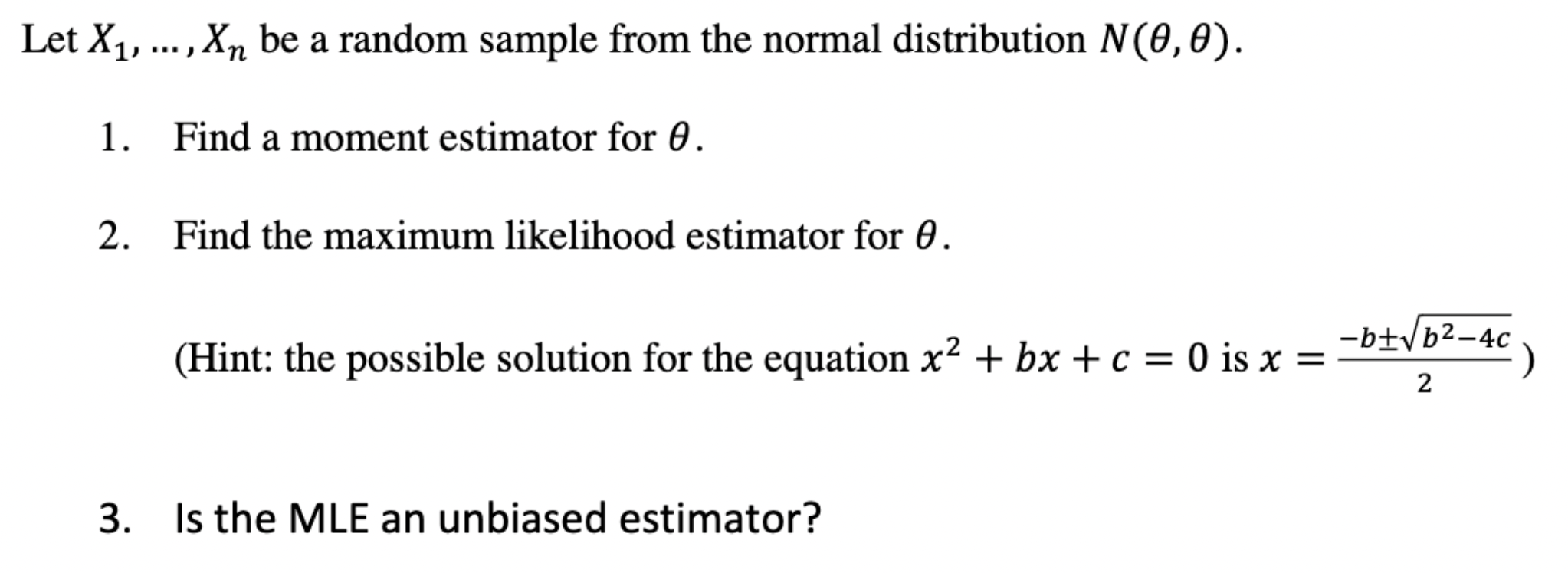 Solved Let X1,…,Xn be a random sample from the normal | Chegg.com