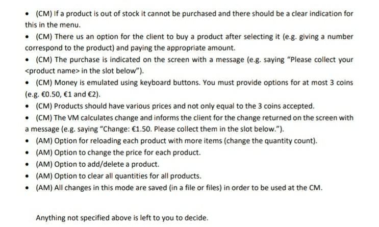 Solved Vending Machine Introduction Vending Machines are | Chegg.com