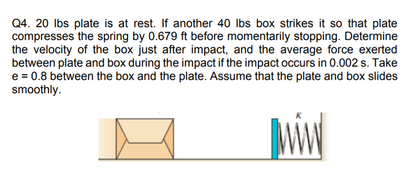 Solved Q4. 20 lbs plate is at rest. If another 40 lbs box | Chegg.com