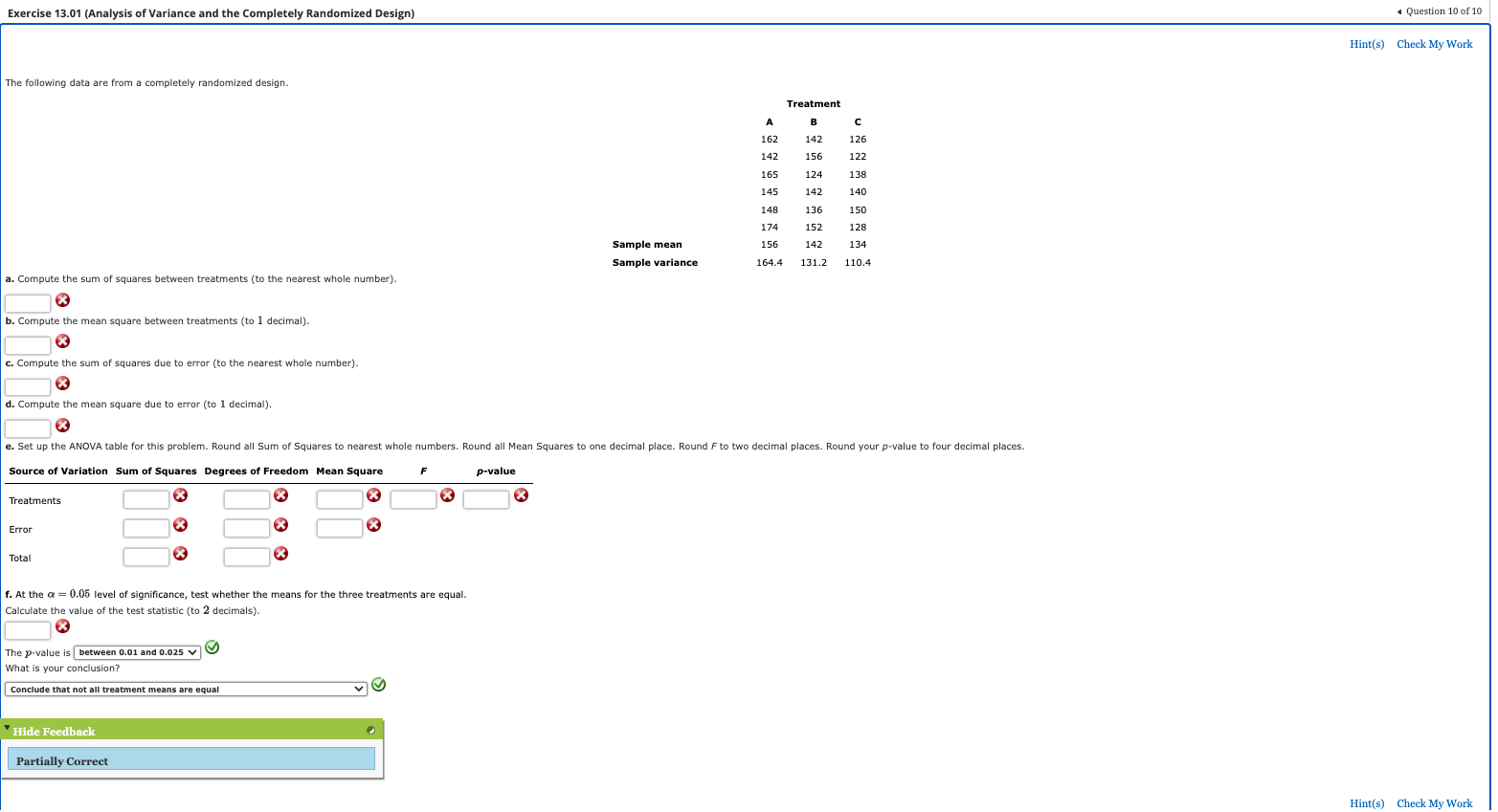 Solved The following data are from a completely randomized | Chegg.com