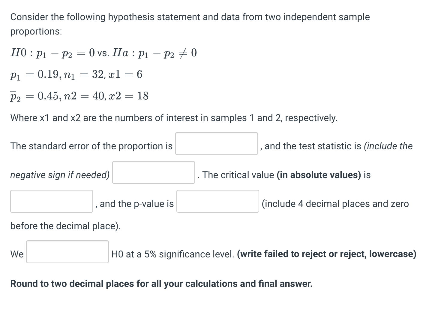 Solved Consider the following hypothesis statement and data | Chegg.com