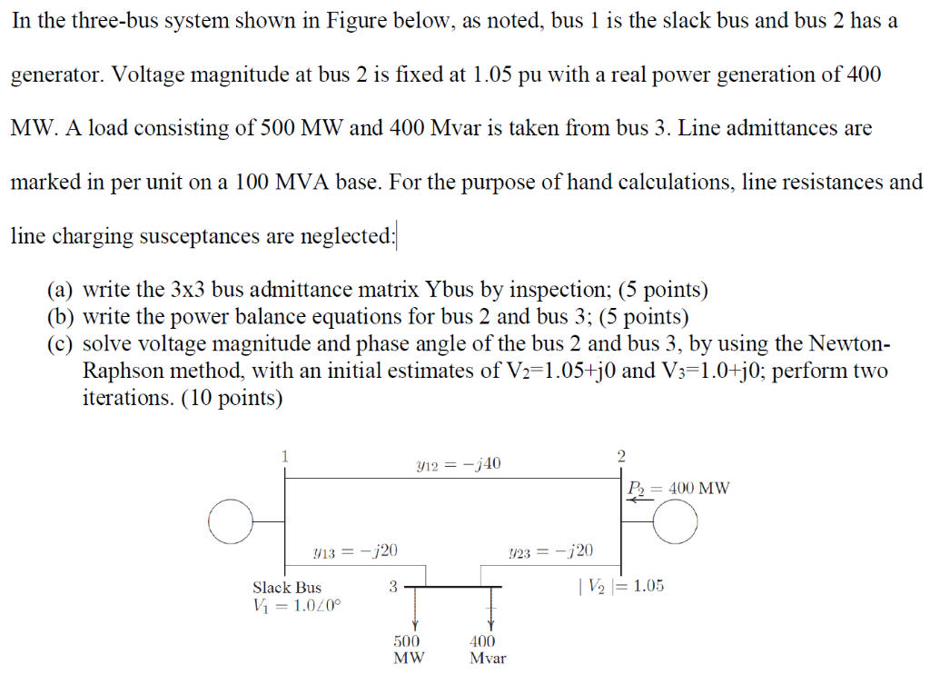 Solved In the three-bus system shown in Figure below, as | Chegg.com