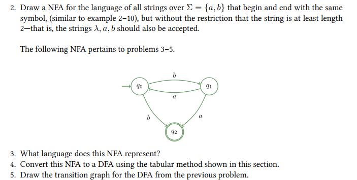 Solved 2. Draw a NFA for the language of all strings over £ | Chegg.com