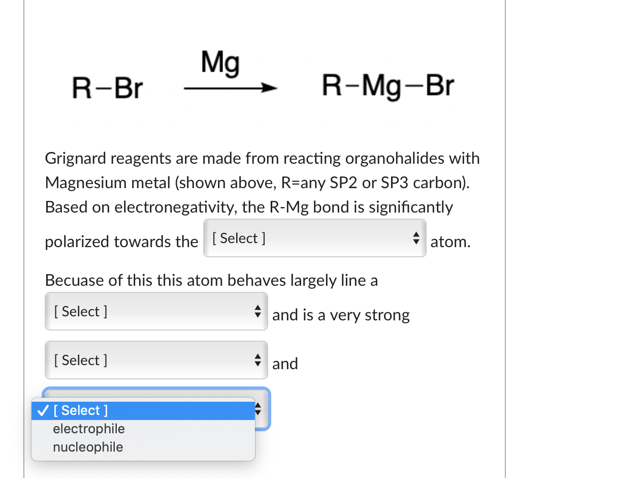 Solved Mg R-Br R-Mg-Br Grignard reagents are made from | Chegg.com