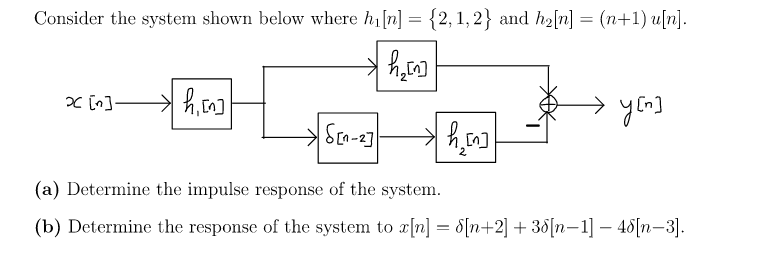 Solved Consider the system shown below where hiln] = {2ị2) | Chegg.com