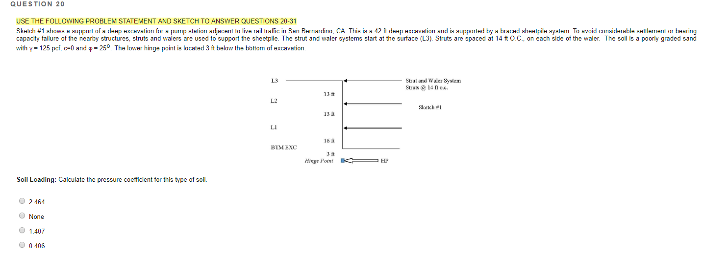 Soil Loading: Calculate the pressure coefficient for | Chegg.com
