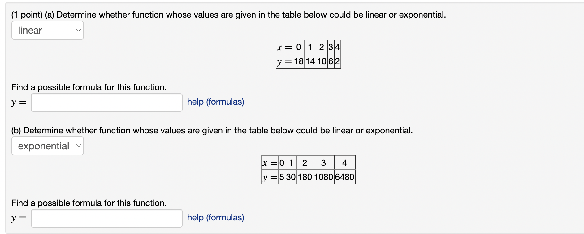 Solved (1 point) (a) Determine whether function whose values | Chegg.com