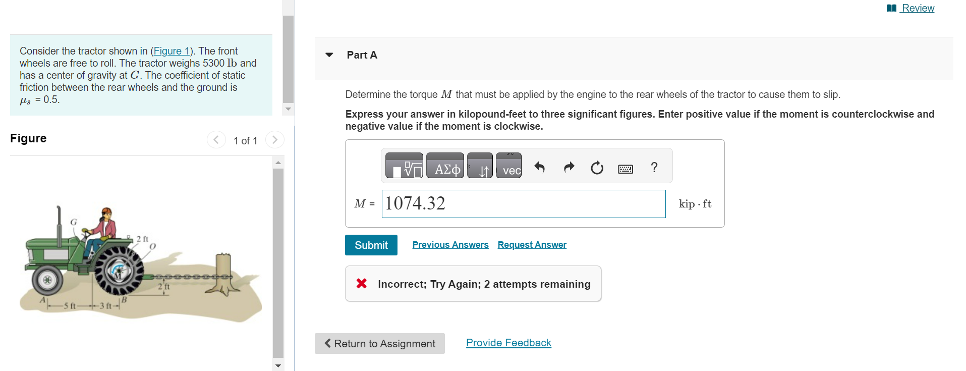 Solved Consider the tractor shown in (Figure 1). The front | Chegg.com