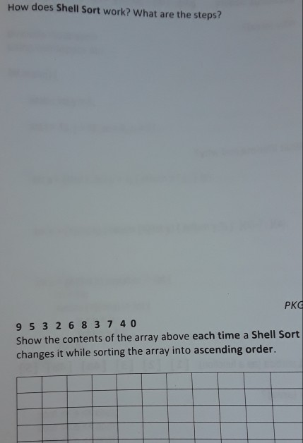Solved How does Shell Sort work? What are the steps? PKC 9 5 | Chegg.com
